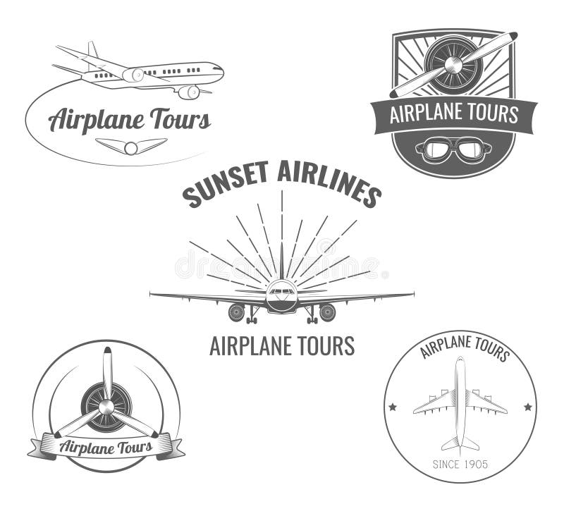Planes Label Set. Vector Illustration. Stock Vector - Illustration of ...