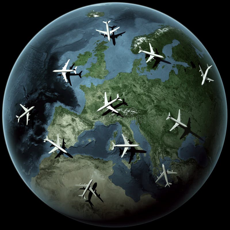 Planes over Europe stock illustration. Illustration of plane - 17073210