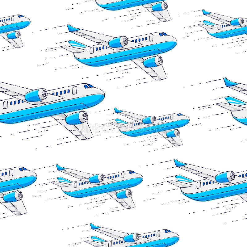 Planes Seamless Background, Airlines Air Travel Concept. Stock Vector ...