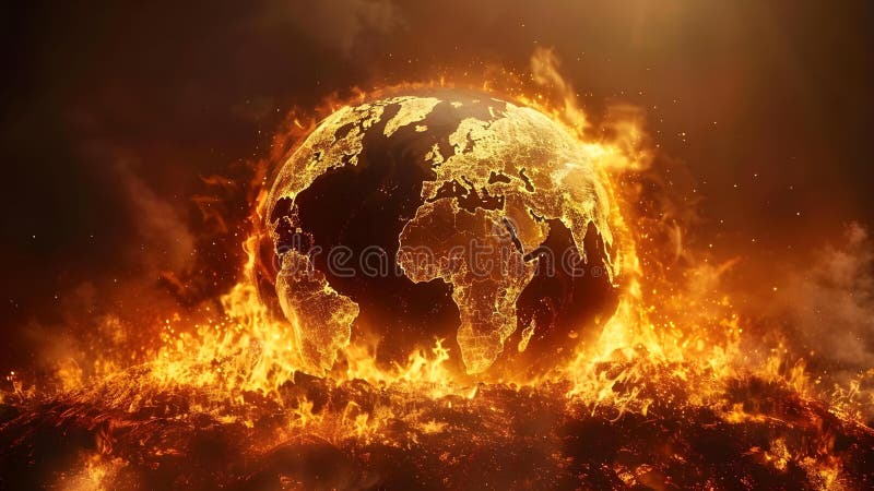 Planet Ablaze: a Stark Reminder of Climate Crisis. Concept Climate ...