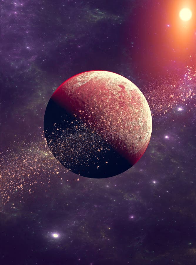 Planet and Asteroid. Asteroid Rings Around a Planet Stock Illustration ...