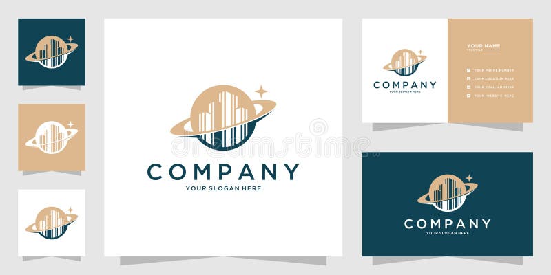 Planet Building Logo Design Stock Illustration - Illustration of ...