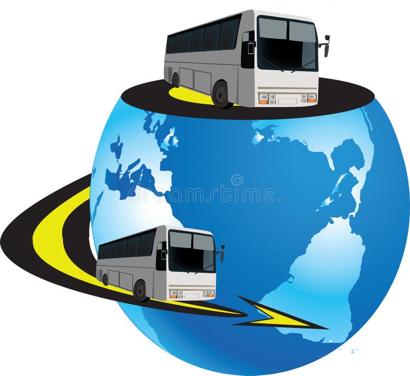 Planet with bus stock vector. Illustration of path, road - 36713306