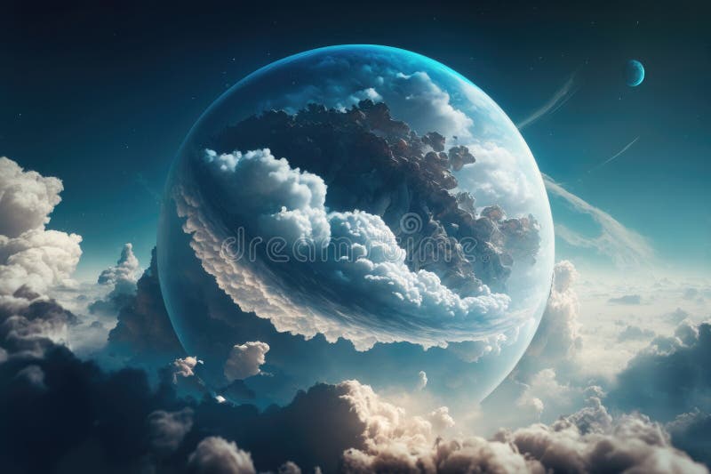 Planet in the Clouds. AI Generated Stock Illustration - Illustration of ...
