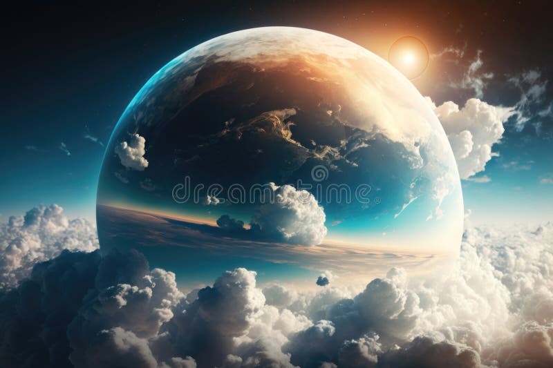 Planet in the Clouds. AI Generated Stock Illustration - Illustration of ...