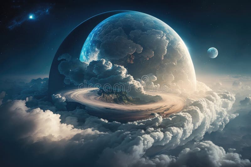 Planet in the Clouds. AI Generated Stock Illustration - Illustration of ...