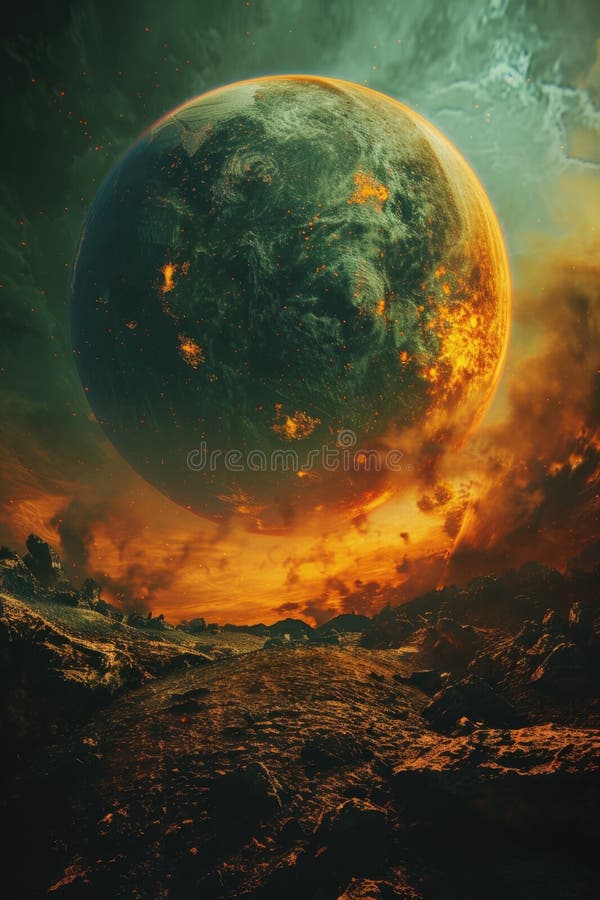 Planet in cloudy sky stock photo. Image of overcast - 375656906