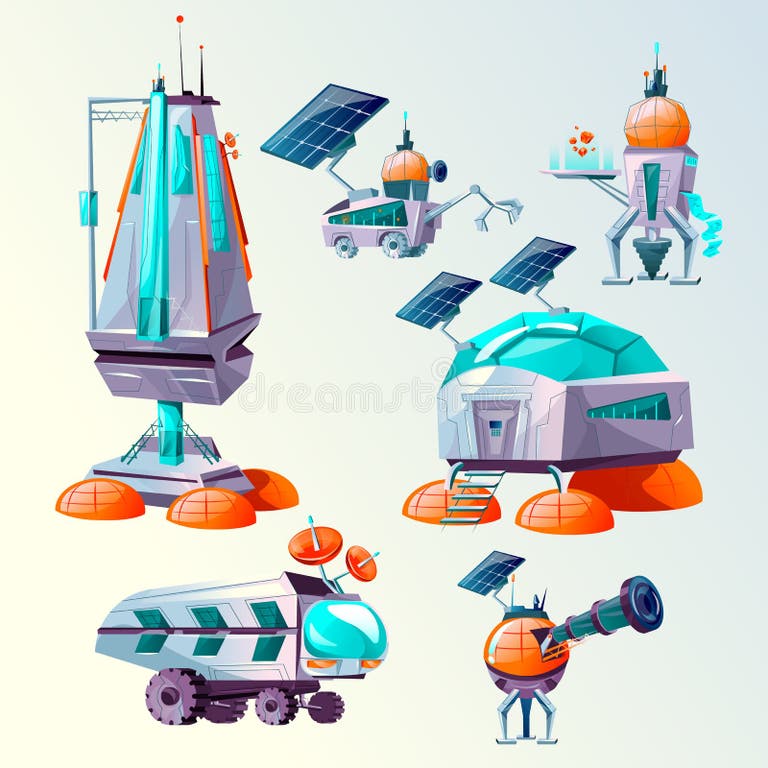Planet Colonization Vector Cartoon Set Stock Vector - Illustration of ...