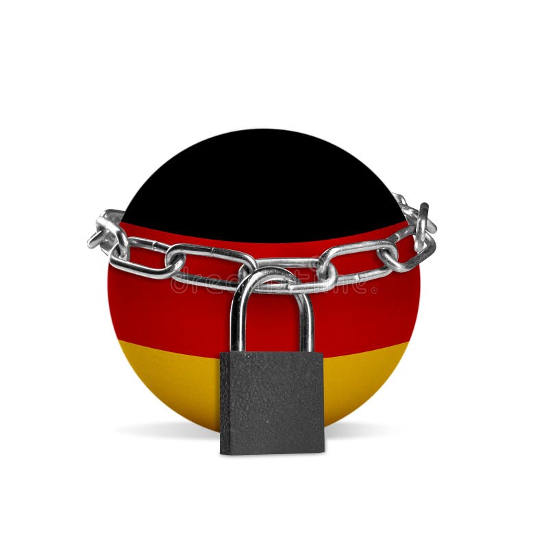 Planet Colored in Germany Flag, Locking with Chain. Countries Lockdown ...