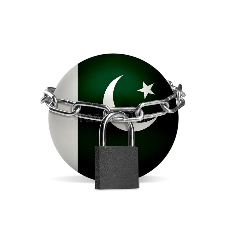 Planet Colored in Pakistan Flag, Locking with Chain. Countries Lockdown ...