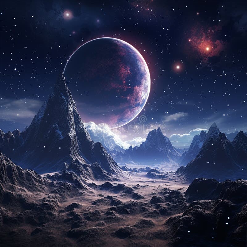 A Planet Cosmic Sky Full of Stars Over the Skyrocks Generated by AI ...