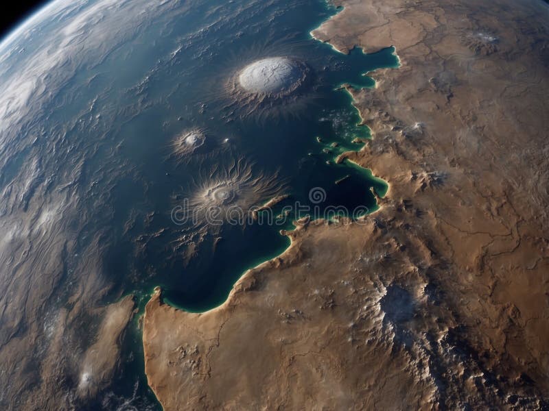 A Planet Covered Entirely by Barren Desert Seen from Space Stock ...