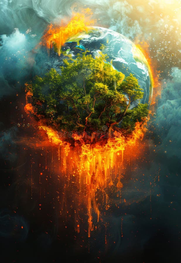 A Planet Covered in Trees and Fire. the Fire is so Intense that it is ...
