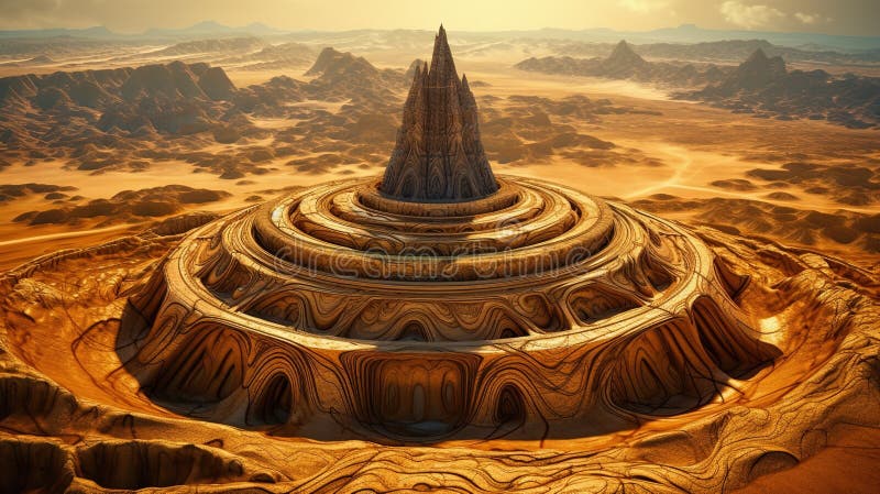 Planet Crater with a Huge Fractal Monolith Created from Multiple ...