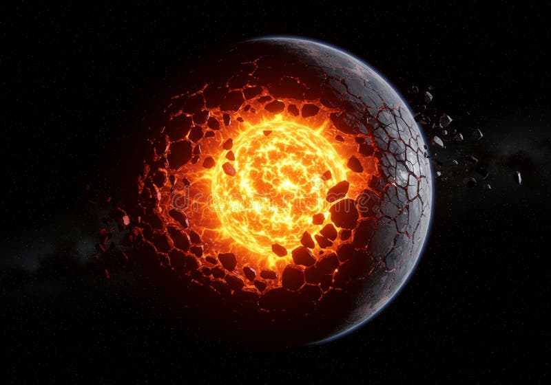 A Planet Depicted in Space Undergoing a Dramatic Explosion. the Planet ...