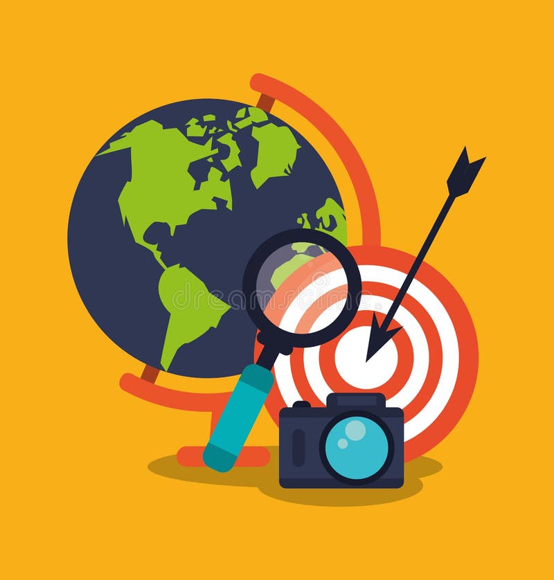 Planet and Digital Marketing Design Stock Illustration - Illustration ...