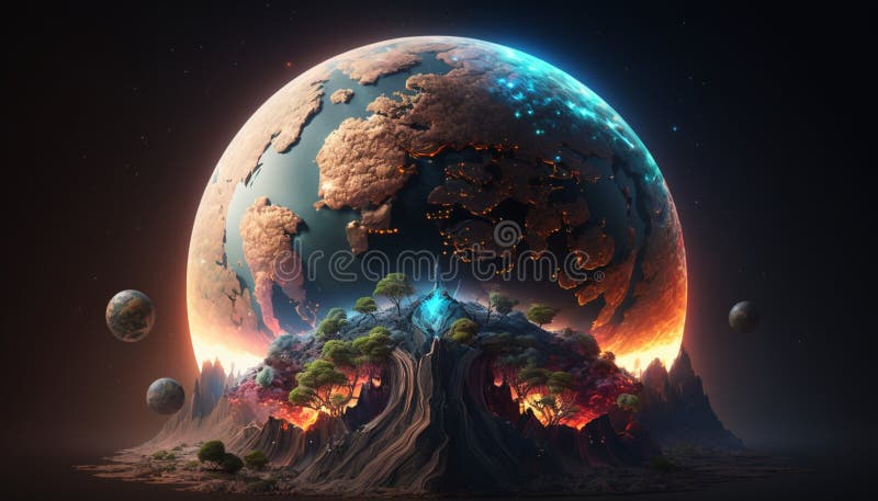 Planet Earth Abstract Art, Surrealism, Concept Art, AI Generated Stock ...