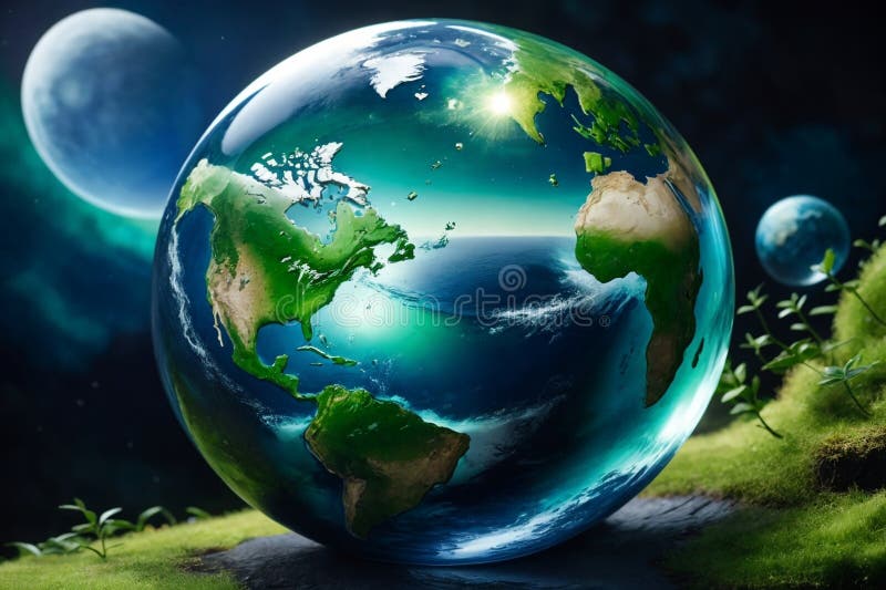 Planet Earth on Abstract Blue Background Stock Image - Image of ...