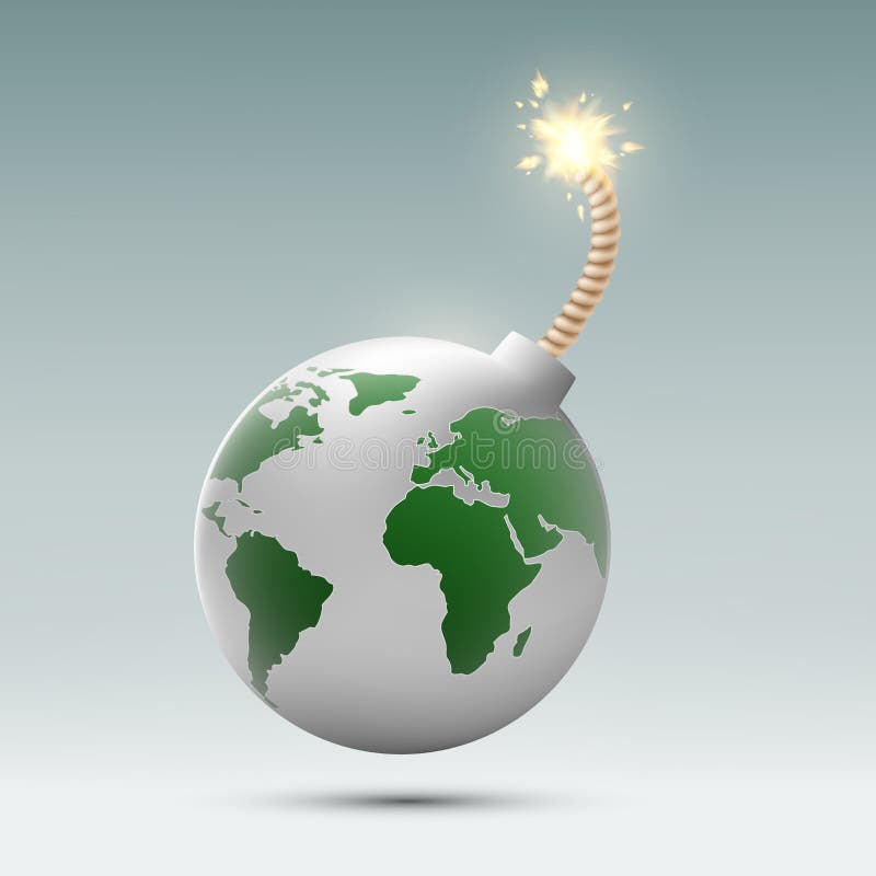 Planet earth as a bomb. stock vector. Illustration of plant - 65562740