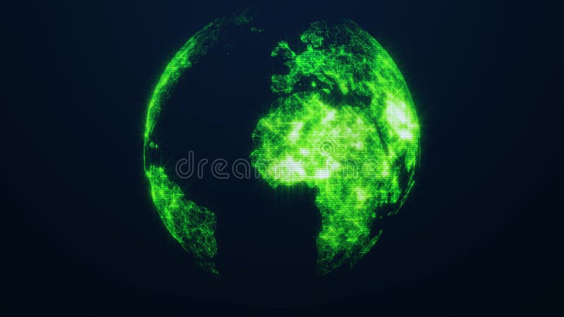 Planet Earth As a Green Glow Hologram. Virtual Digital Planet Earth on ...
