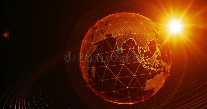 Planet Earth As a Red Glow Hologram. Computer Generated Seamless Loop ...