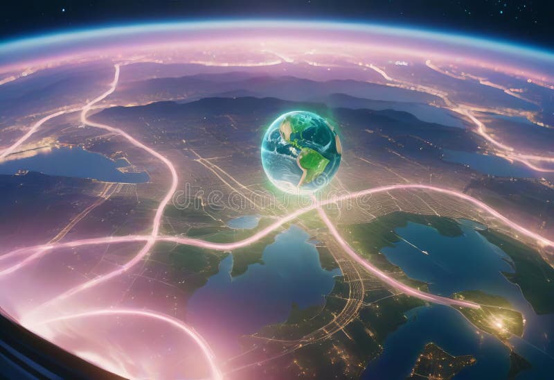 Planet Earth on the Background of Blurred Lights of the City Stock ...