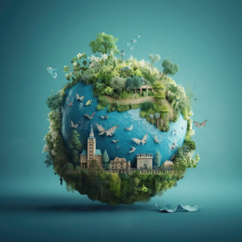 Planet Earth Background with Nature Design of Earth Planet Globe with ...