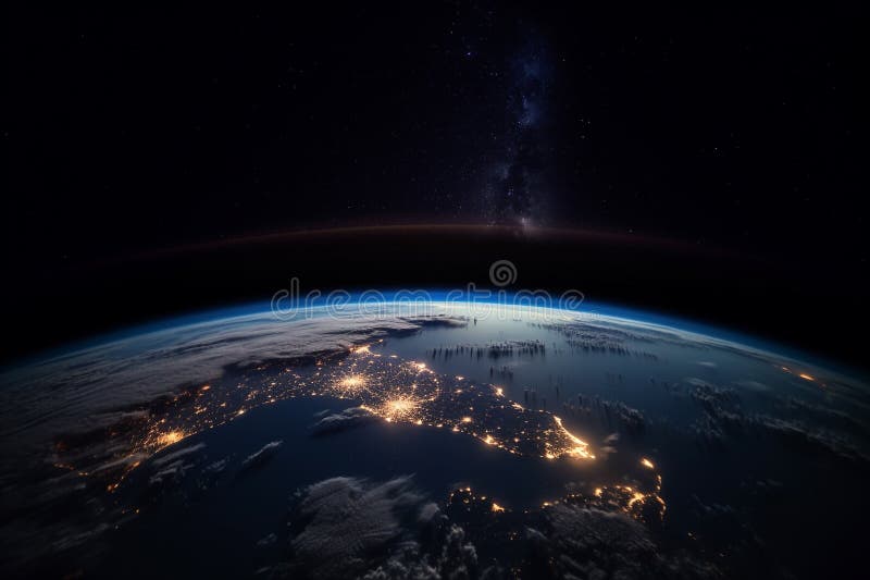 Planet Earth Background and View from Space Stock Illustration ...