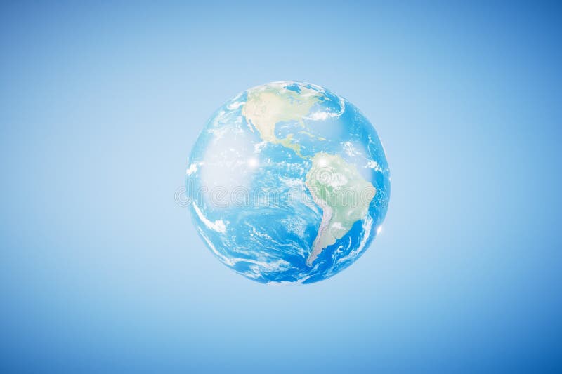 Planet Earth on a Blue Background. 3D Render Stock Illustration ...
