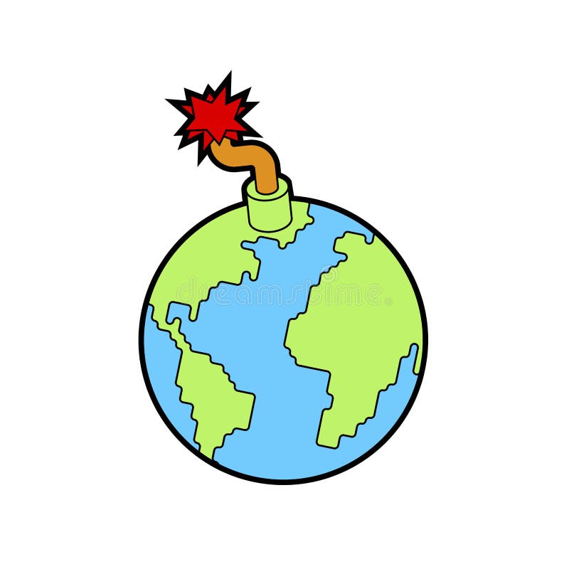 Planet Earth Bomb. Earth Explosive Stock Vector - Illustration of ...