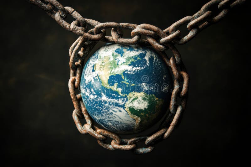 Planet Earth Bound by Chains Representing Global Oppression and ...