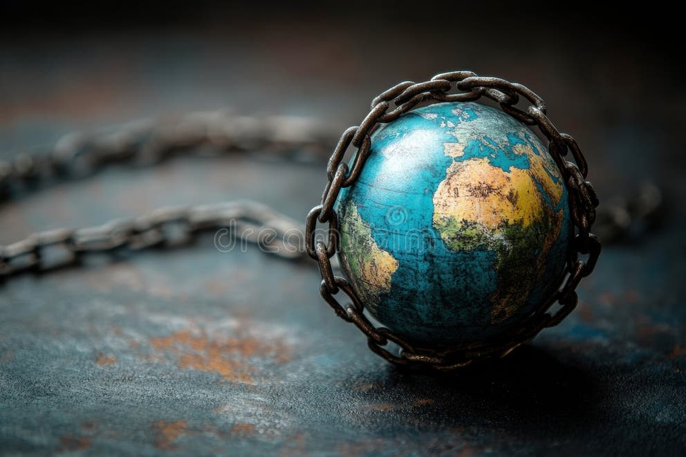 Planet Earth Bound by Chains Representing Global Political Control and ...