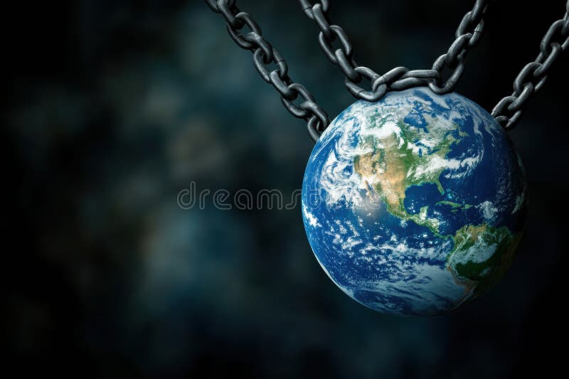 Planet Earth Bound by Chains Represents Global Oppression and Political ...