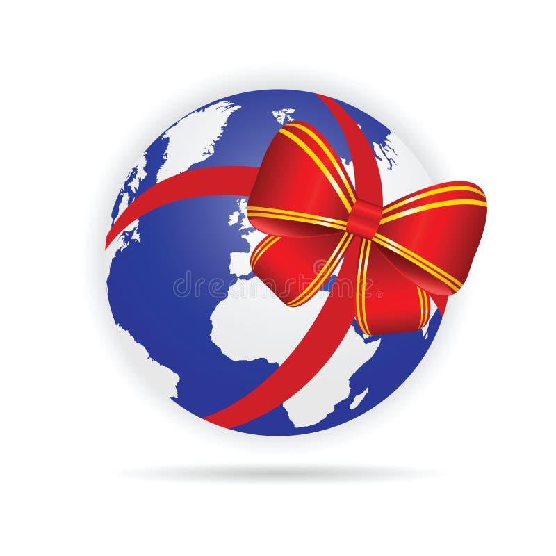 Planet Earth with Bow Textile Vector Stock Vector - Illustration of ...