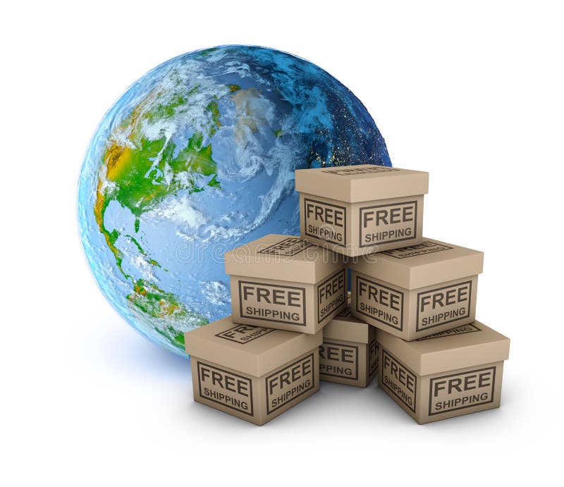 Earth and Boxes in Cardboard Texture Stock Illustration - Illustration ...