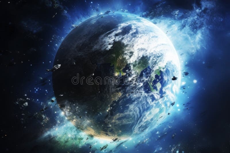 Planet Earth, in Bright Colors. Generative AI Stock Illustration ...