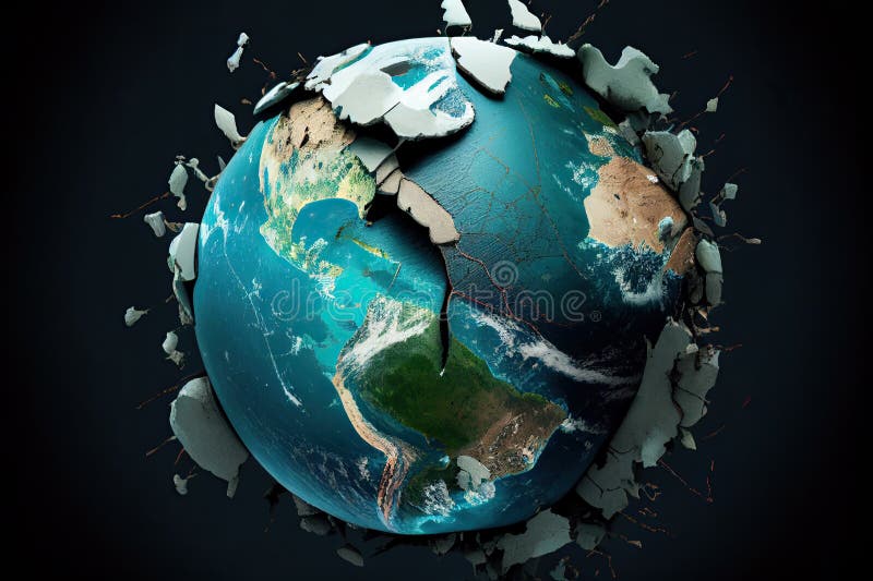 Planet Earth Broke Split View from Space. Generative AI Stock ...