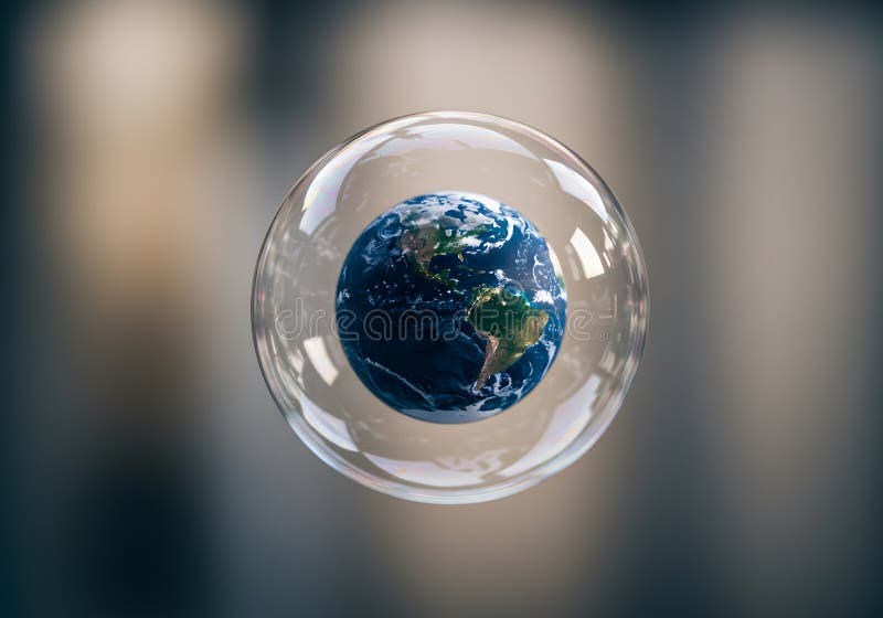 Planet earth in a bubble stock illustration. Illustration of graphic ...