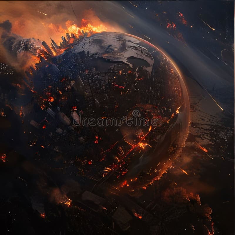 Planet Earth Burning. Global Warming and Climate Change Concept Stock ...