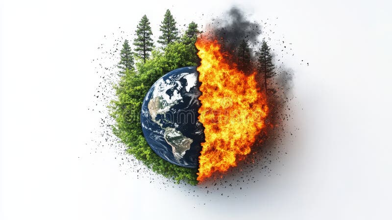 Planet Earth a Burning Issue a Conceptual Image Depicting a Planet ...