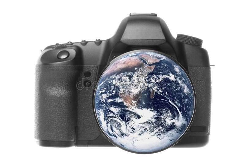 Planet Earth Camera Isolated Stock Photo - Image of worldwide, ocean ...