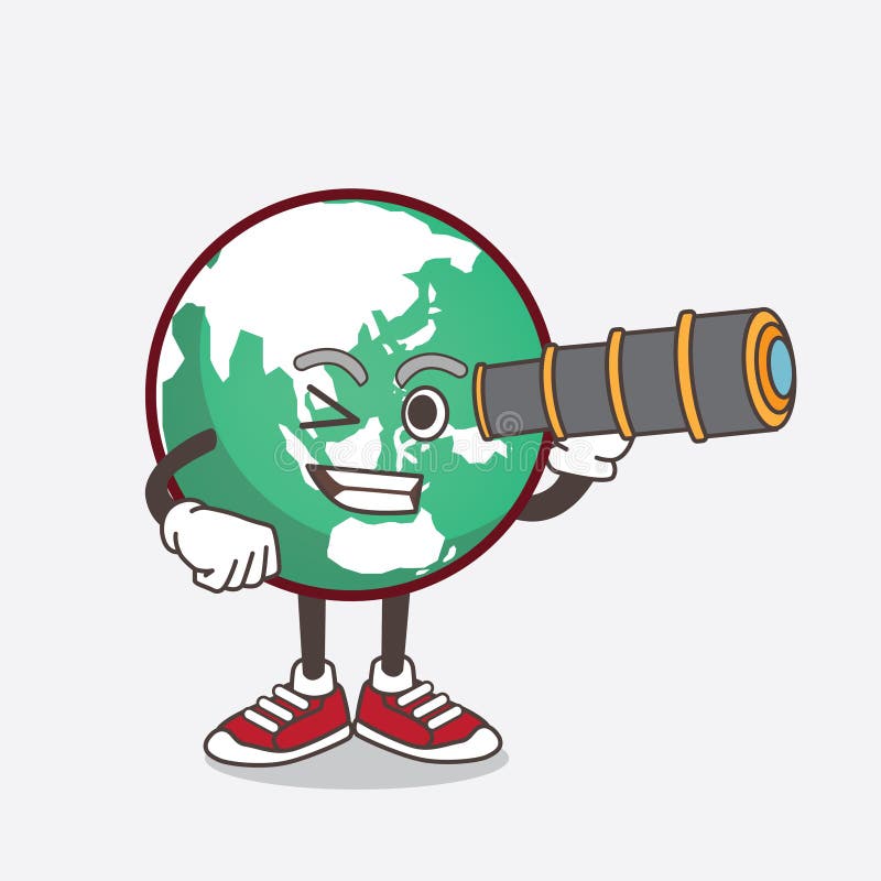 Planet Earth Cartoon Mascot Character Using a Monocular Stock Vector ...