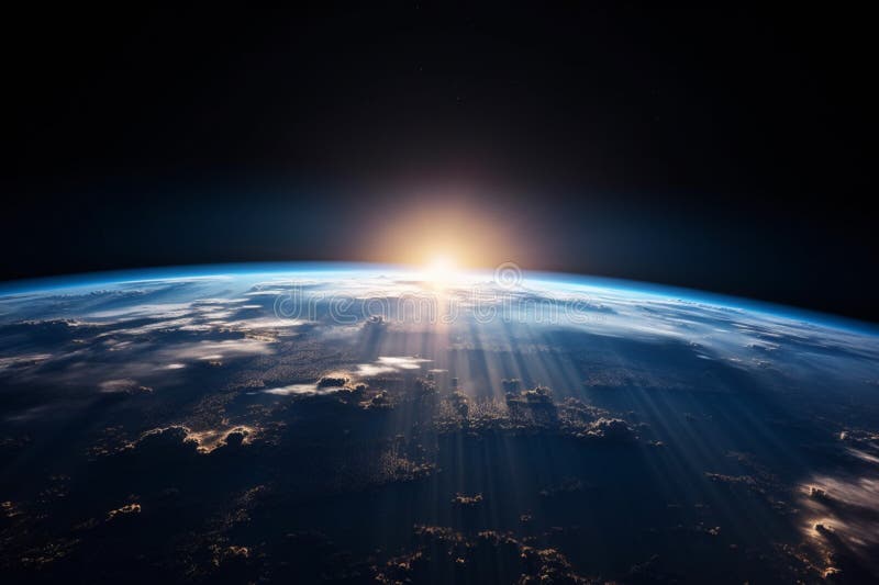 Planet Earth with Change Sunrise from Day To Night from the Space ...