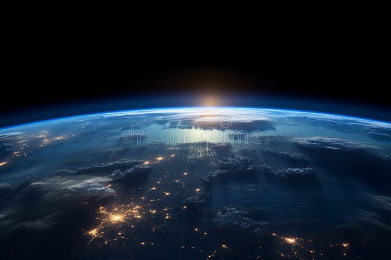 Planet Earth with Change Sunrise from Day To Night from the Space ...