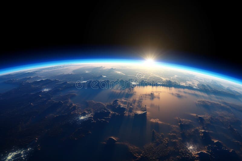 Planet Earth with Change Sunrise from Day To Night from the Space ...