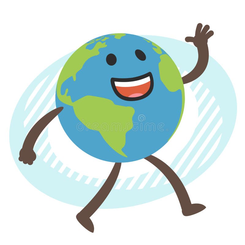Planet Earth Character Walking and Waving in Greeting Stock Vector ...