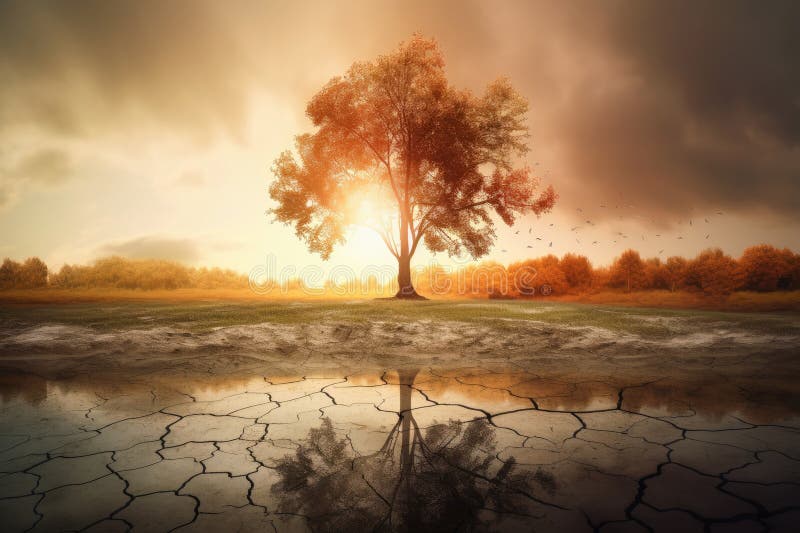Planet Earth Climate Change Tree Concept Created with Generative AI ...