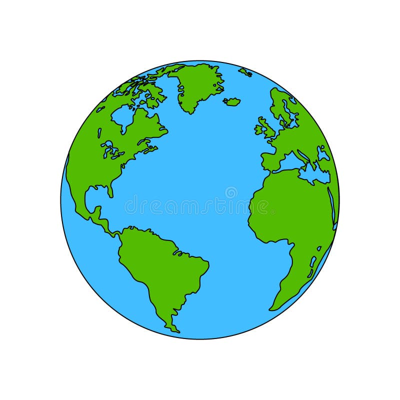 Planet Earth Colored, the Coloring Vector Stock Illustration ...