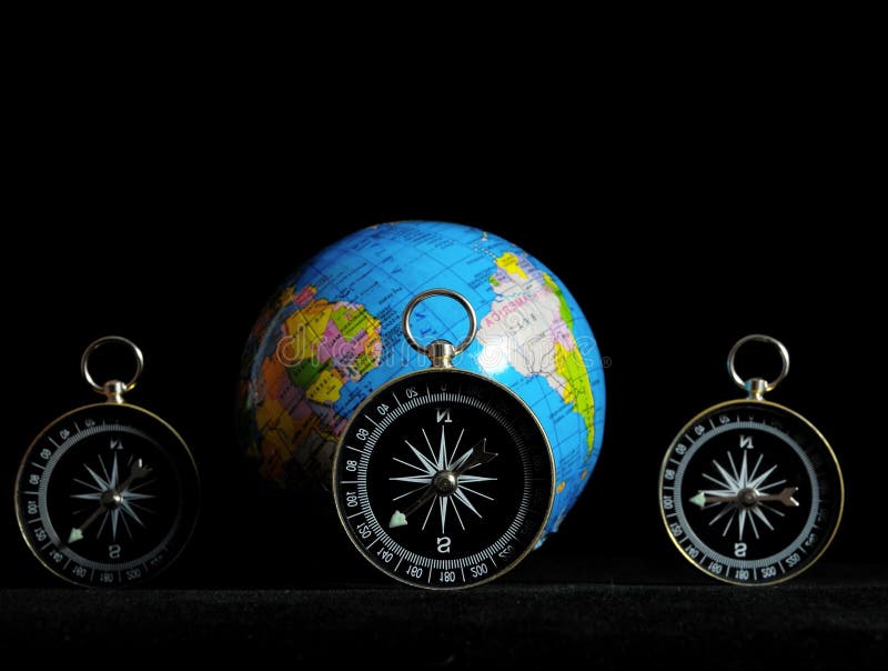 Planet Earth and Compass stock image. Image of blue - 243101987