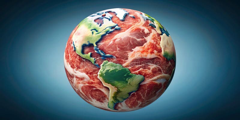The Planet Earth Completely Covered in Meat Generative by AI Stock ...